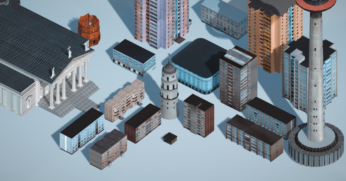 Vilnius - Low poly buildings | 3D Exterior | Unity Asset Store
