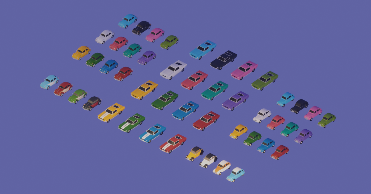 Low Poly Retro Cars | 3D Vehicles | Unity Asset Store