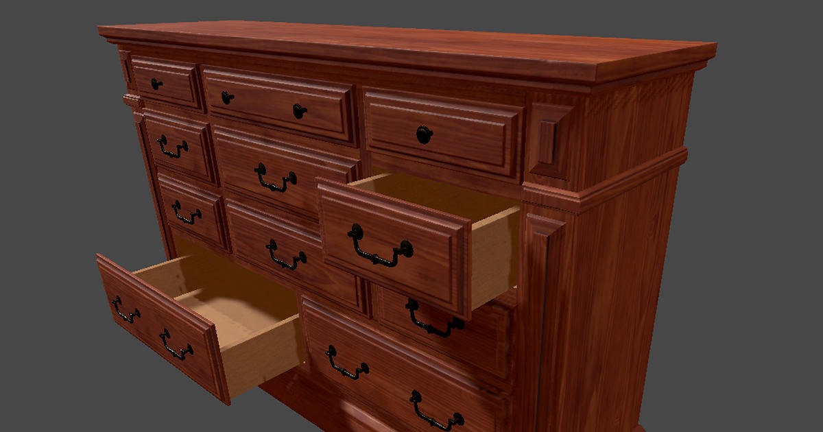 Dresser with Drawers 3D Model - Bedroom Furniture | 3D Furniture ...