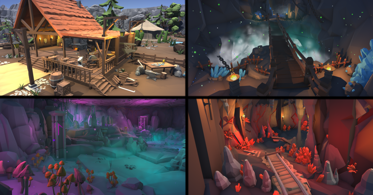 Ultimate Low Poly Mining, Cave & Blacksmith Pack - Ores, Gems, Props ...