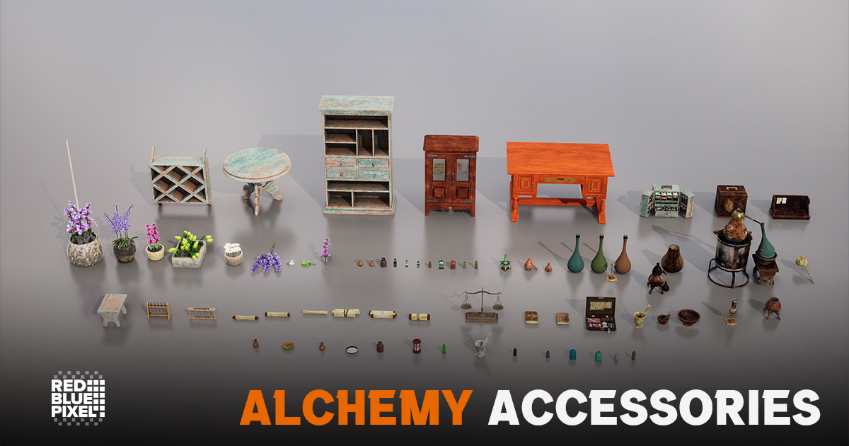 Medieval Alchemist Accessories | 3D Props | Unity Asset Store