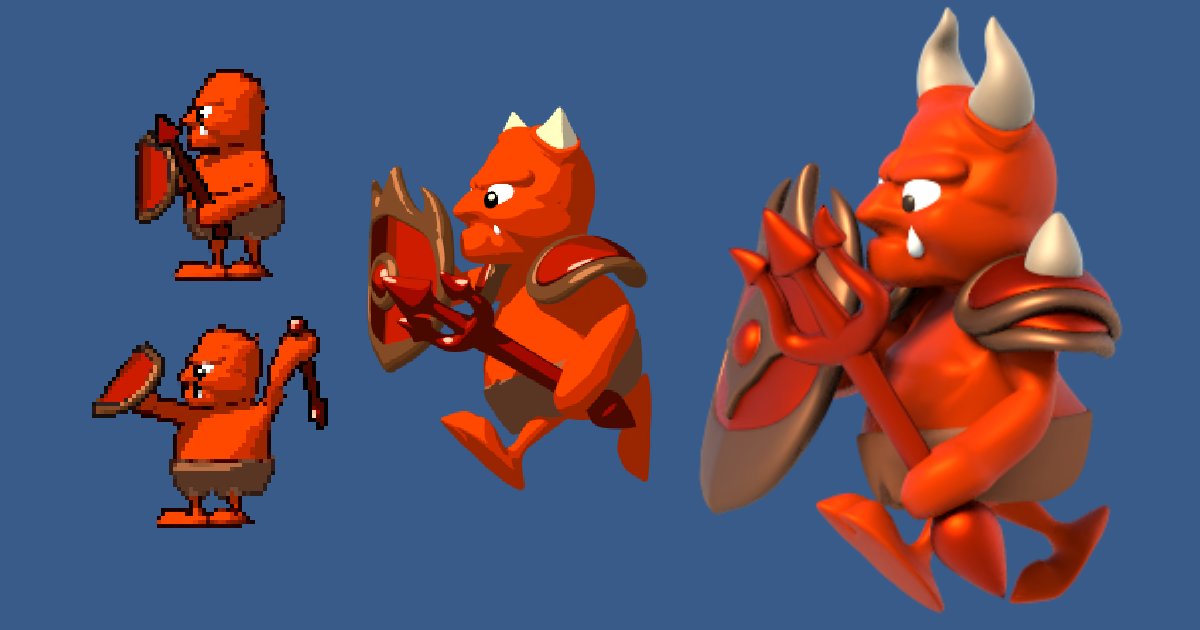 2D Cartoon Demon - Side view | 3D キャラクター | Unity Asset Store
