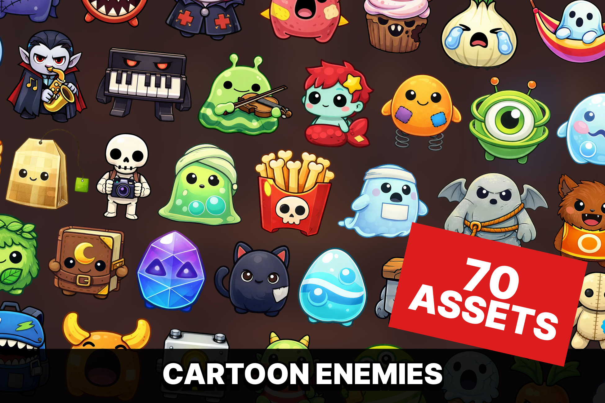 Cute and Aggressive Cartoon Game Monsters Icon Pack | 2D Characters ...
