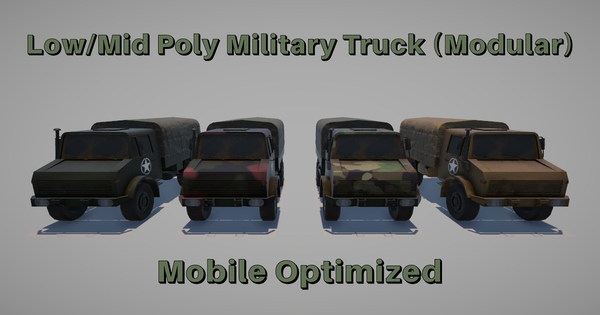 Low/Mid Poly Military Truck (Modular) | 3D 交通工具 | Unity Asset Store
