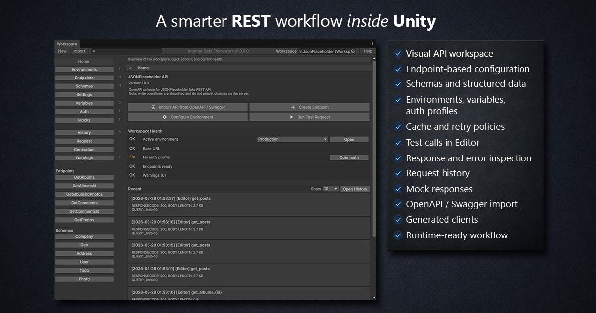 Internet Data Framework | Network | Unity Asset Store