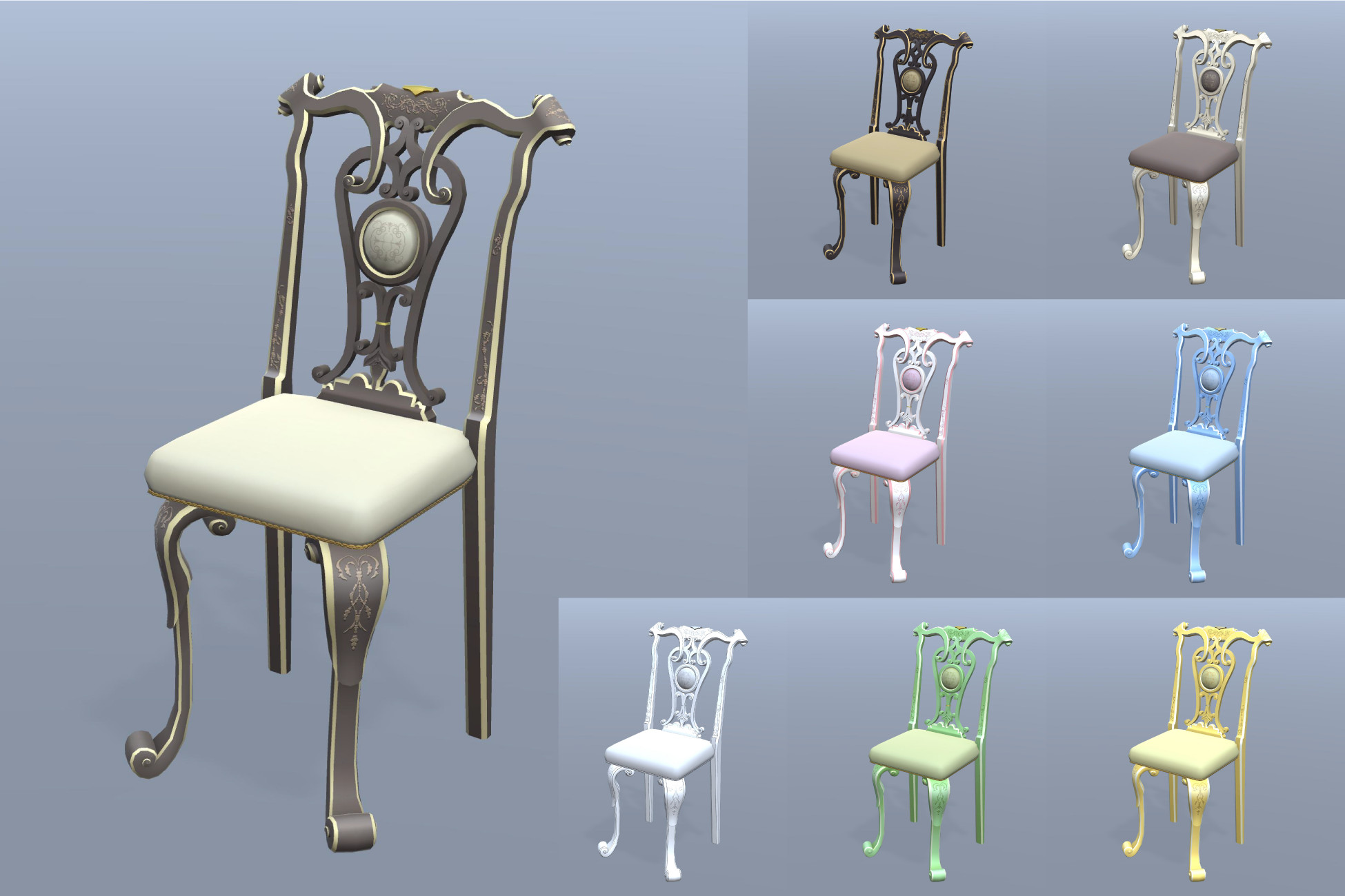 Rococo Chair set | 3D Furniture | Unity Asset Store
