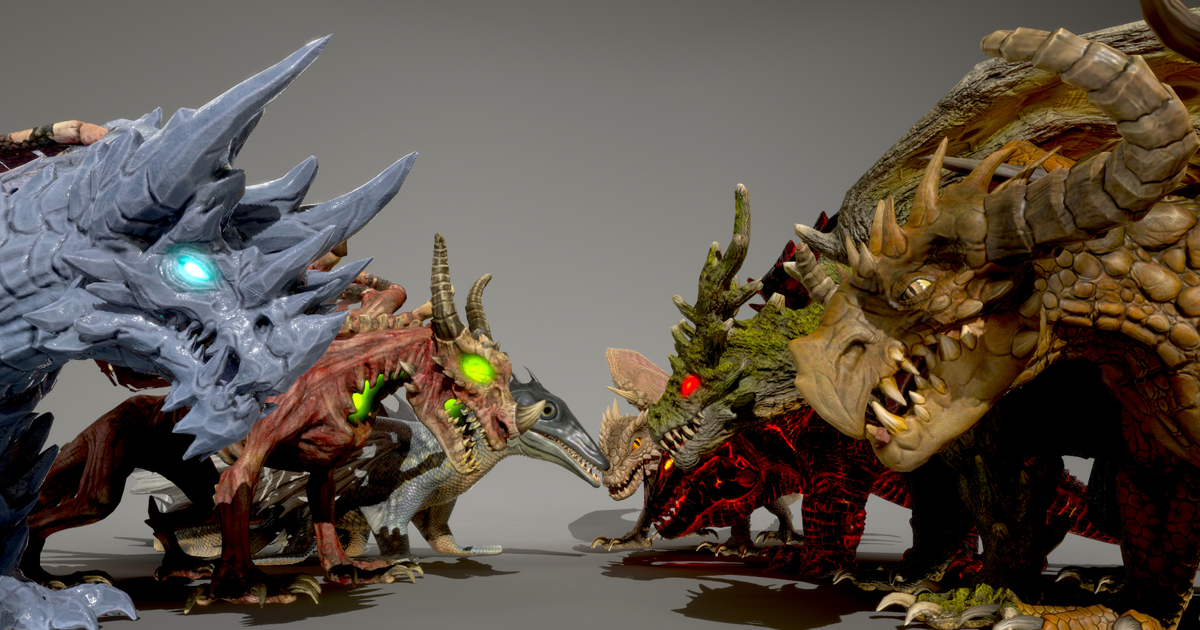ELEMENTAL DRAGONS PACK | 3D Creatures | Unity Asset Store