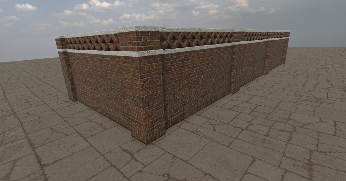 Modular Brick Garden Wall | 3D Exterior | Unity Asset Store