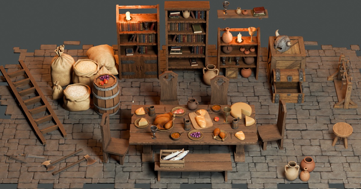 Medieval Stylized Props (Full Pack) | 3D Interior | Unity Asset Store