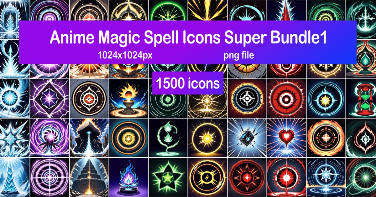 Anime Magic Spell Icons Super Bundle1 | 2D Icons | Unity Asset Store