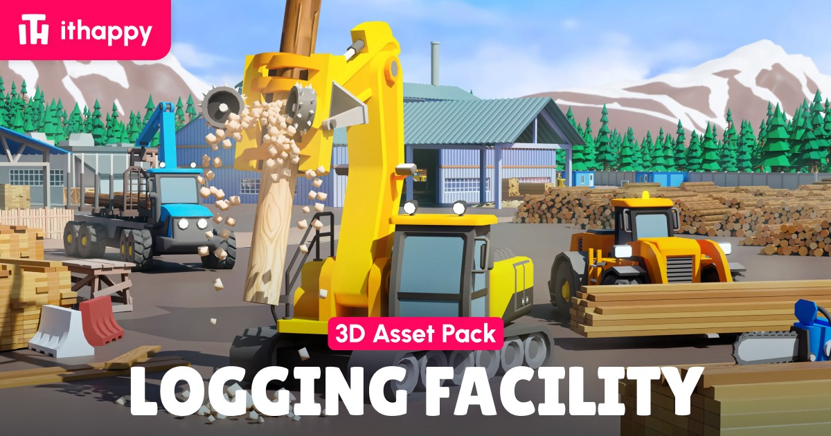 Logging Facility - Low Poly 3D Models Pack | 3D Industrial | Unity ...