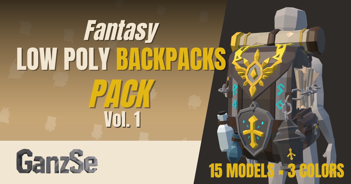 GanzSe Fantasy Low Poly Backpacks Pack Vol.1 | 3D Props | Unity Asset Store