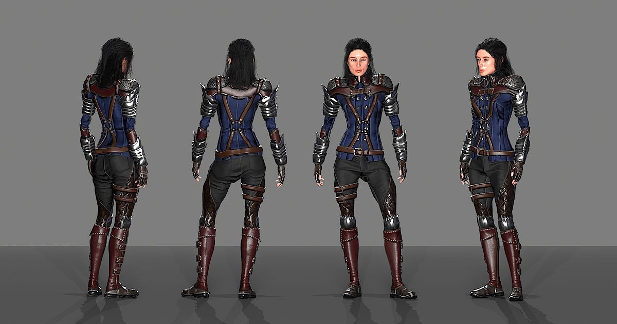 Knight woman in leather and steel armor | Characters | Unity Asset Store