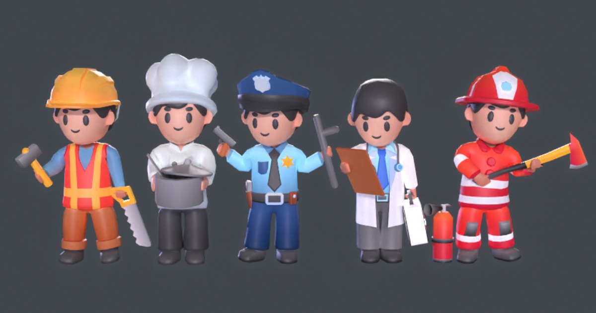 Hypercasual Professions Characters Set | 3D Humanoids | Unity Asset Store