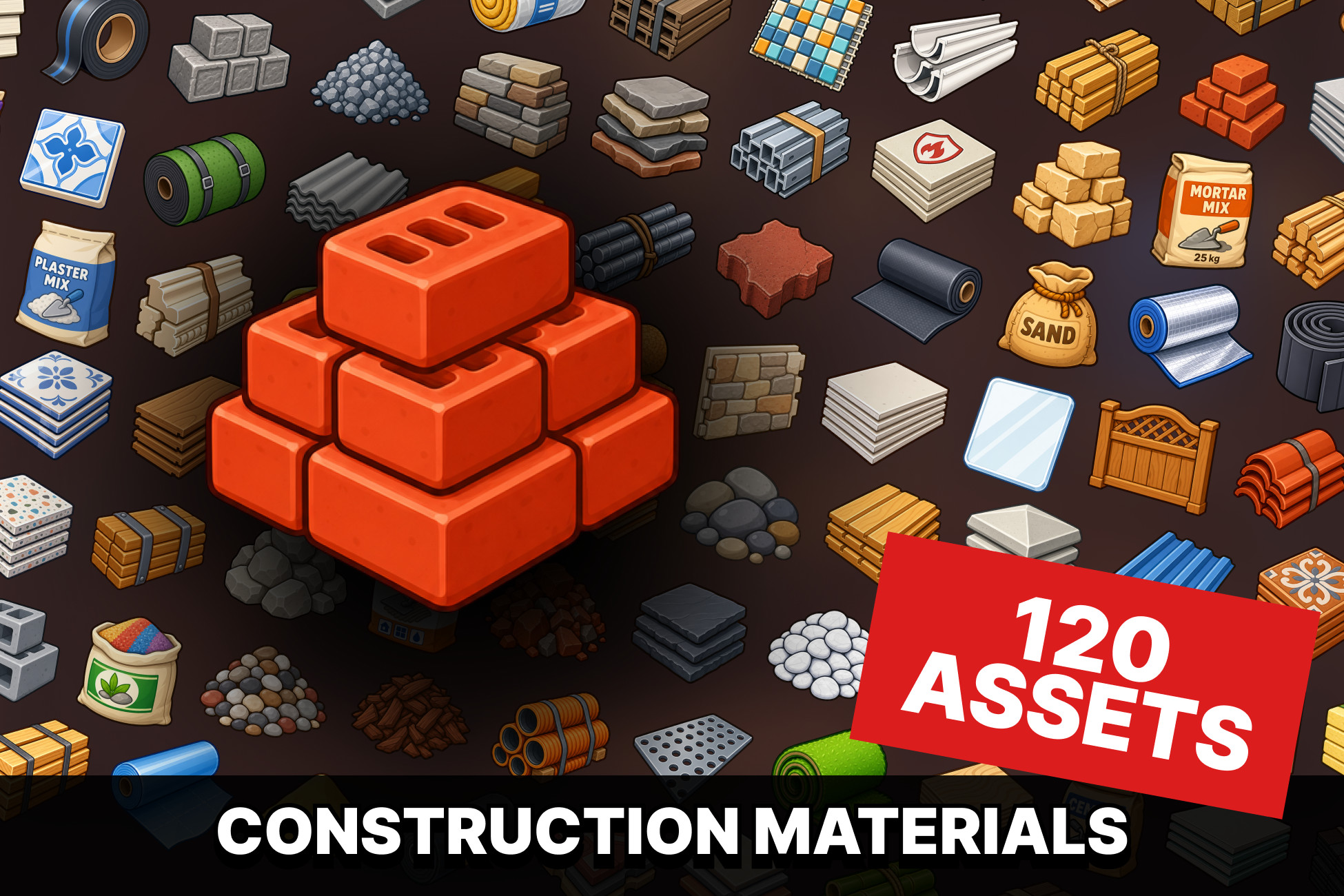 Building Materials Store Hardware Construction Supplies Icons Pack | 2D ...