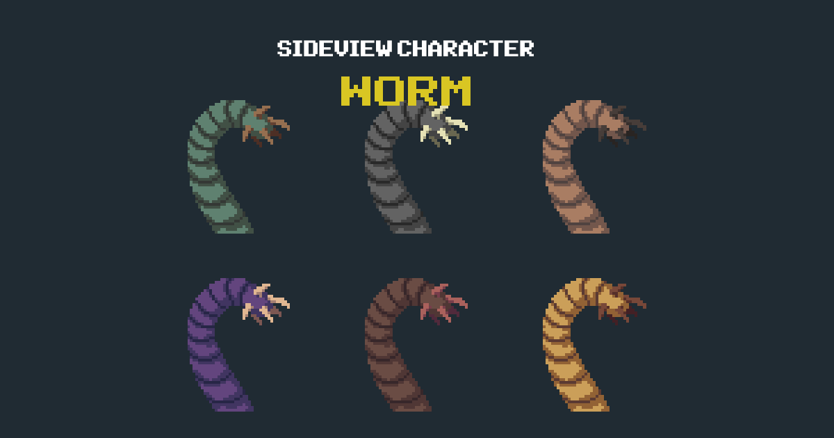 Worm Pixel Art Monster | 2D Characters | Unity Asset Store