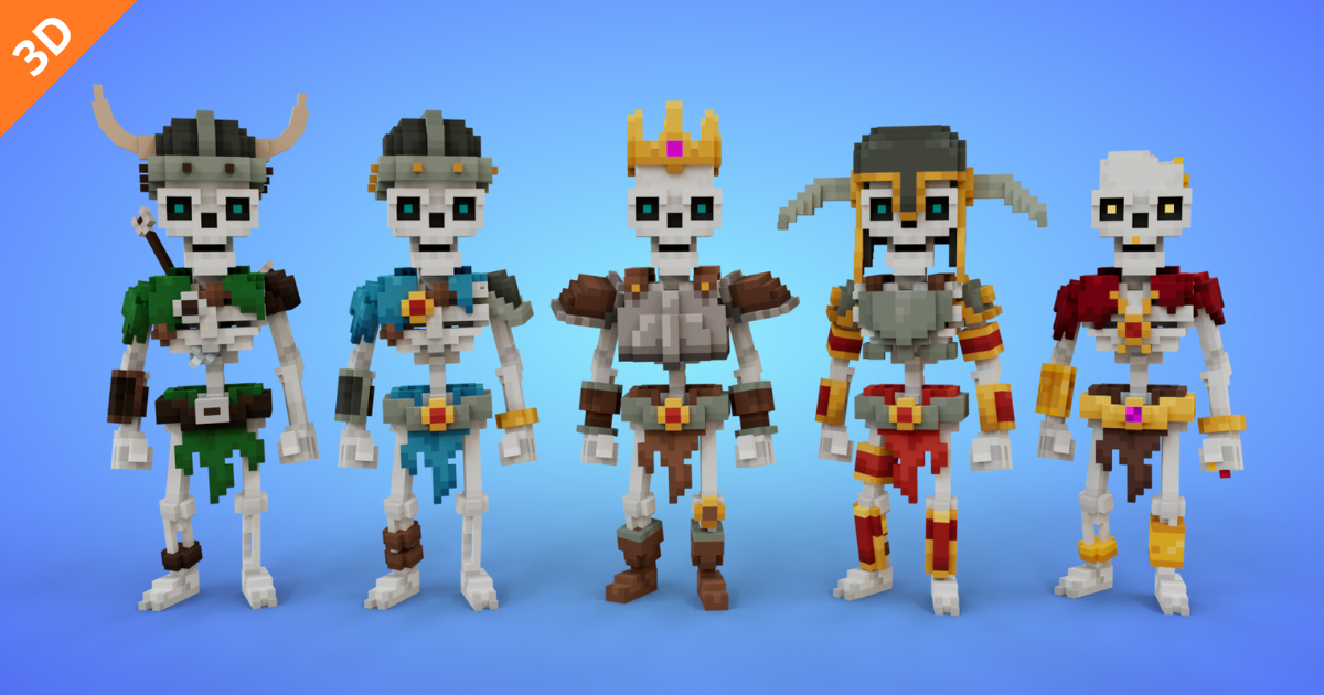 Voxel Skeletons Characters Pack - 3D Lowpoly Models | Characters ...