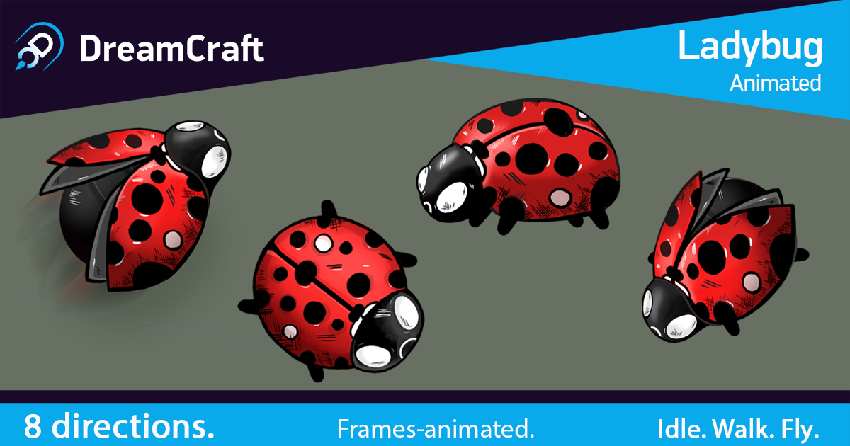 2d cartoon Ladybug Animated | 2D Characters | Unity Asset Store