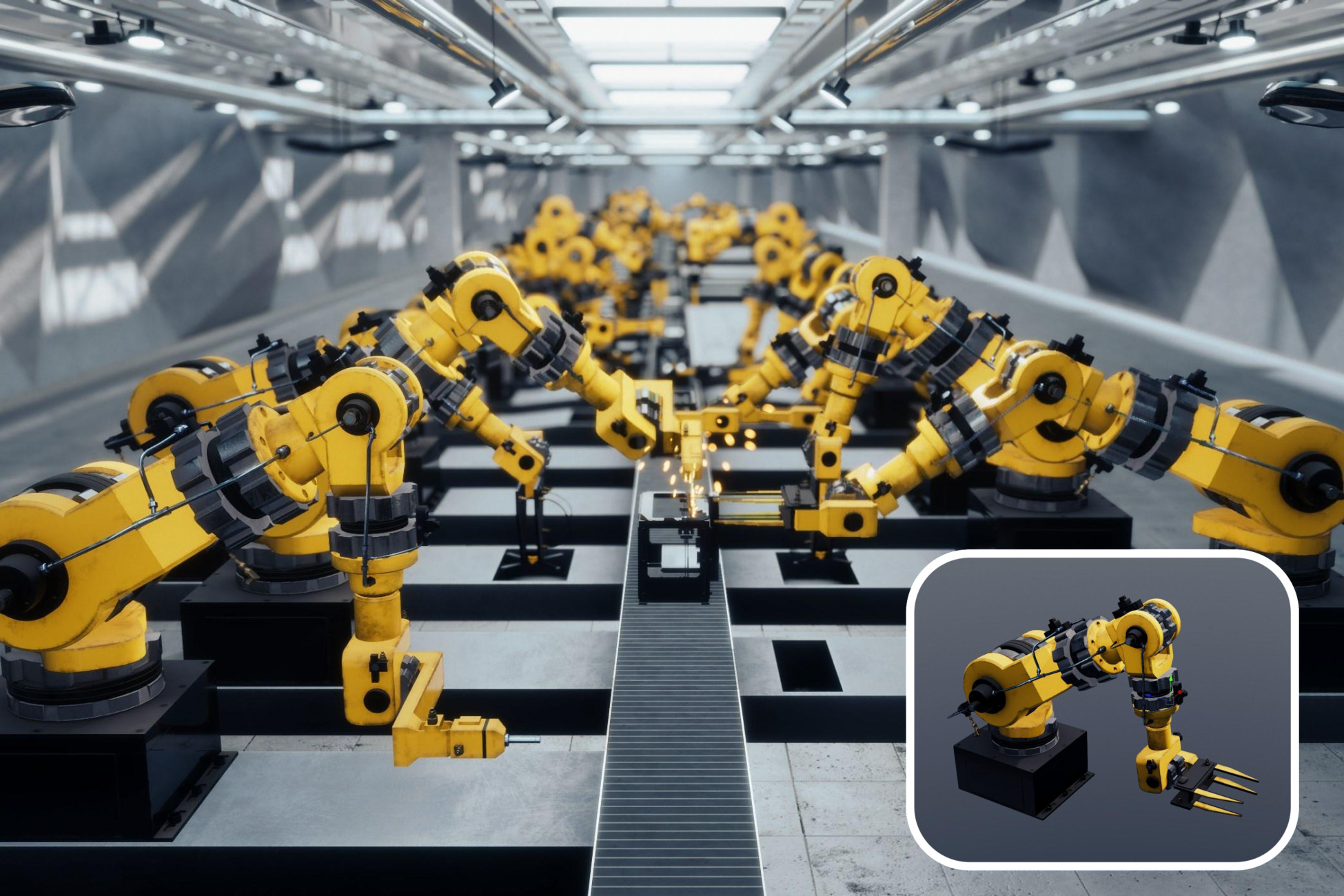 Automatic 3d printers robotic assembly line | 3D Industrial | Unity Asset Store