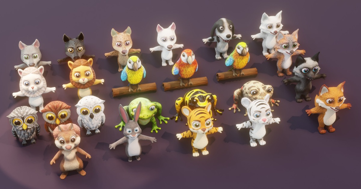 Animated Cartoon Animals Mega Pack 3D Model | 3D Animals | Unity Asset ...