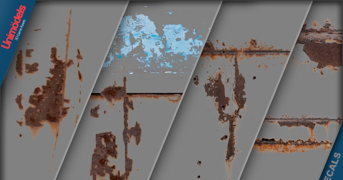 Decals rusty metallic stain Vol. 6 | 2D Textures & Materials | Unity ...