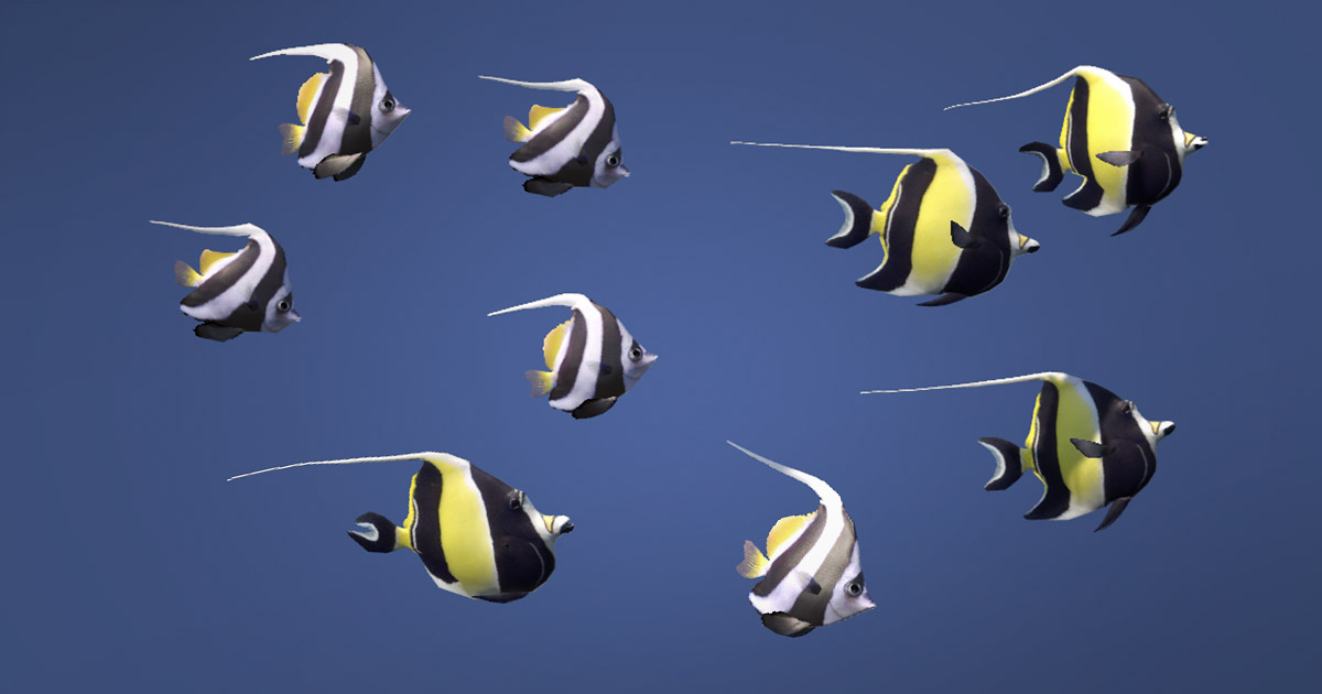 Schooling 9 Moorish and Bannerfish | Characters | Unity Asset Store