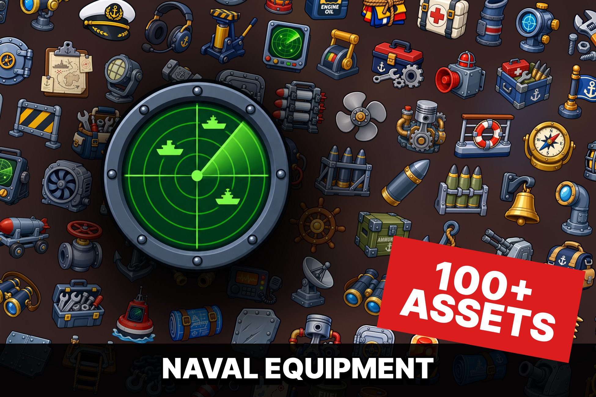 Naval Military Ship Equipment Maritime Operations Icons Pack | 2D ...