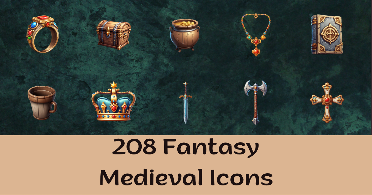 208 Fantasy medieval icons | 2D Icons | Unity Asset Store