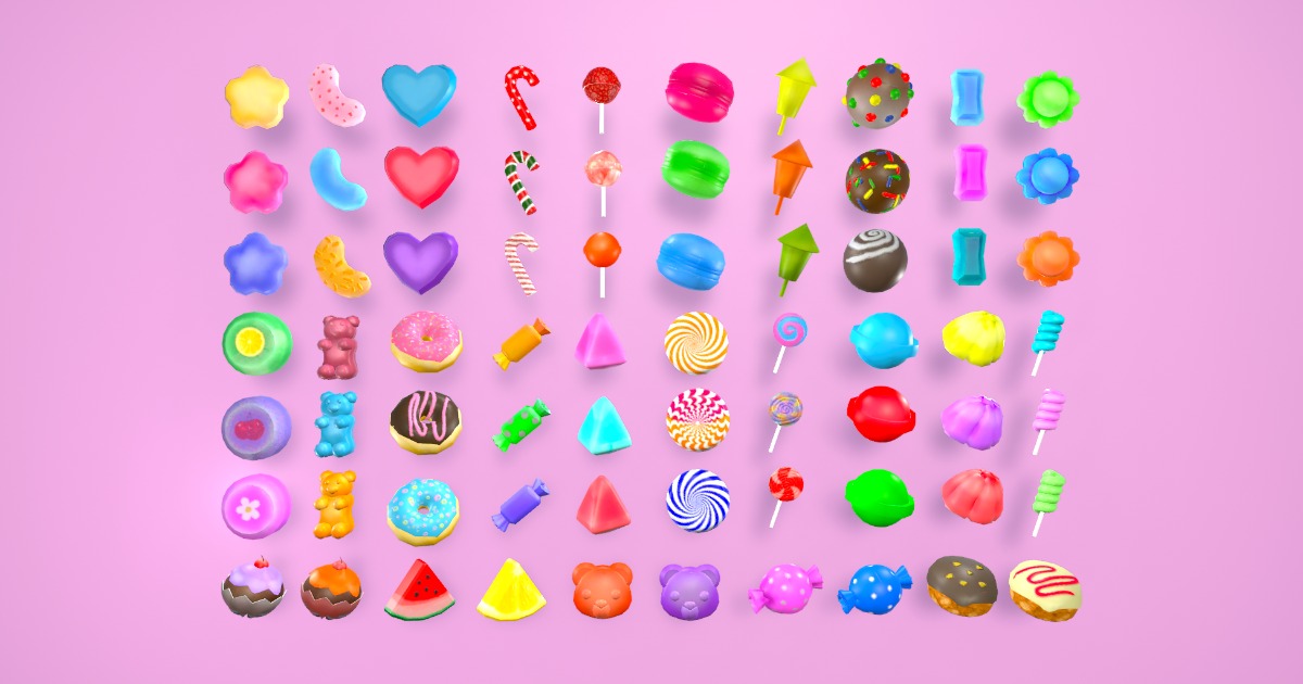 Cartoon Cute Candy Sweet Donut Paradise Package | 3D Props | Unity ...