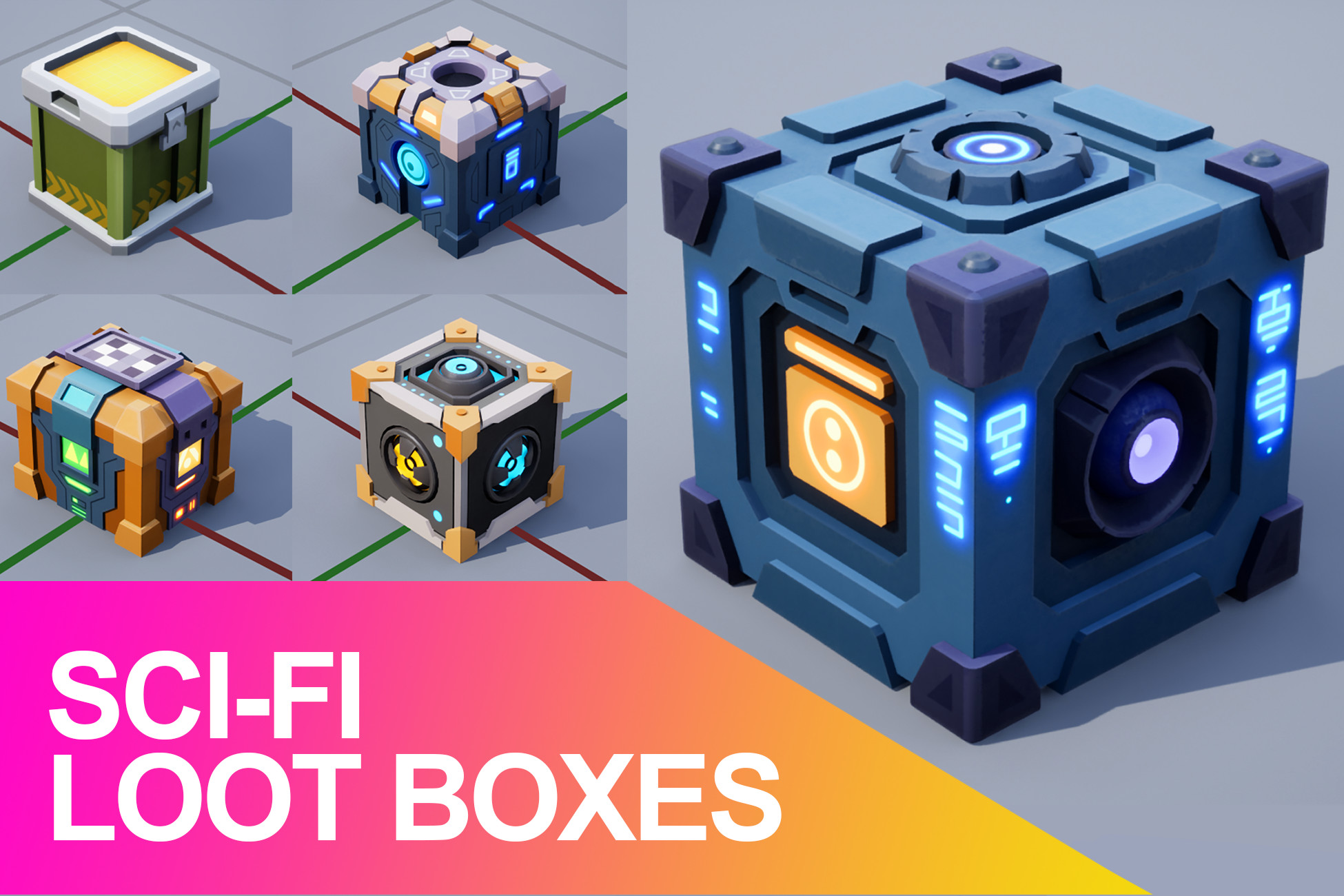 Sci-Fi LootBoxes | 3D Props | Unity Asset Store