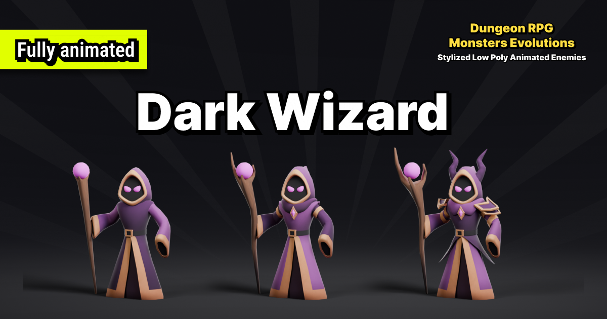 Dark Wizard | Dungeon RPG Monsters Evolutions - Stylized Low Poly Animated Enemy | 3D Creatures ...