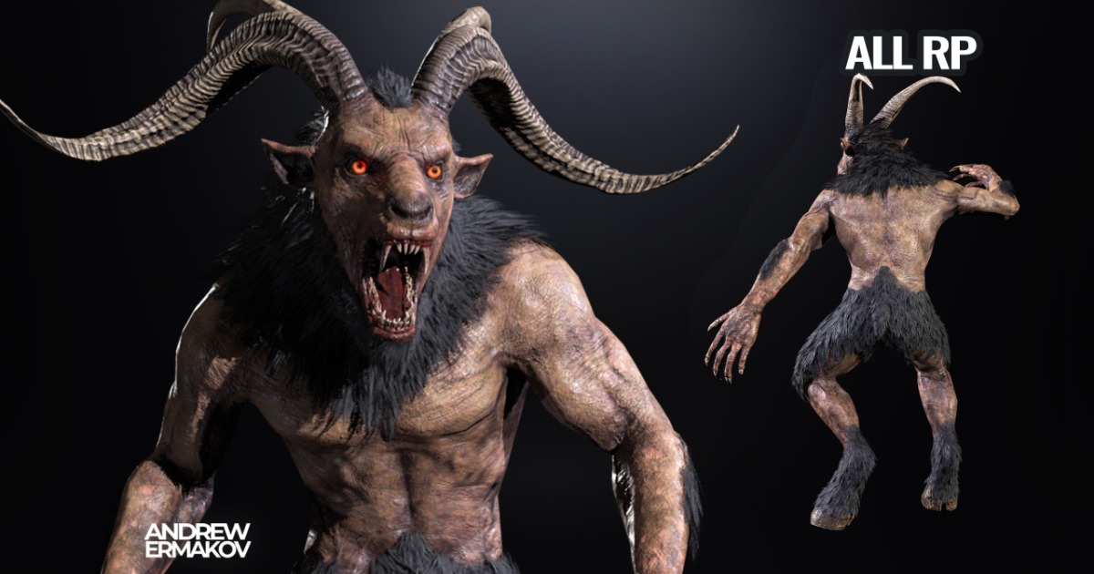 Chort, Goatman, Baphomet, Demon - Mythical Creatures (Bonus: Zombie Skin) | 3D Characters ...