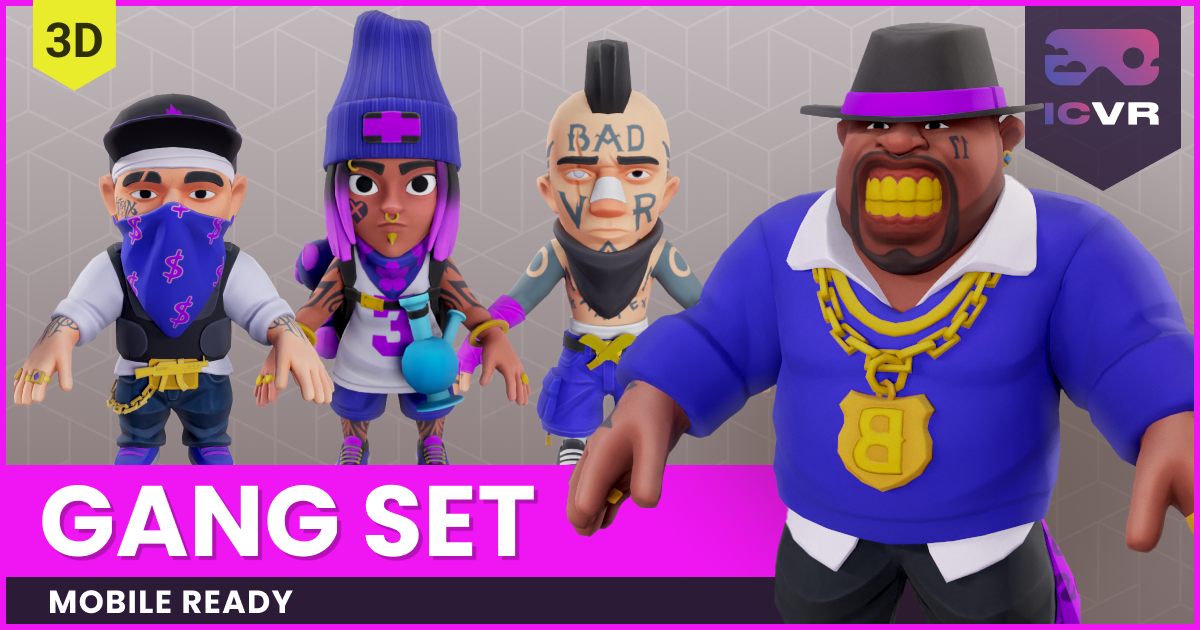 Gang Chibi Mobile Set | 3D Characters | Unity Asset Store