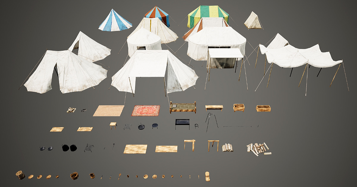 Medieval Props Vol 4 Camp and Tents | 3D Props | Unity Asset Store