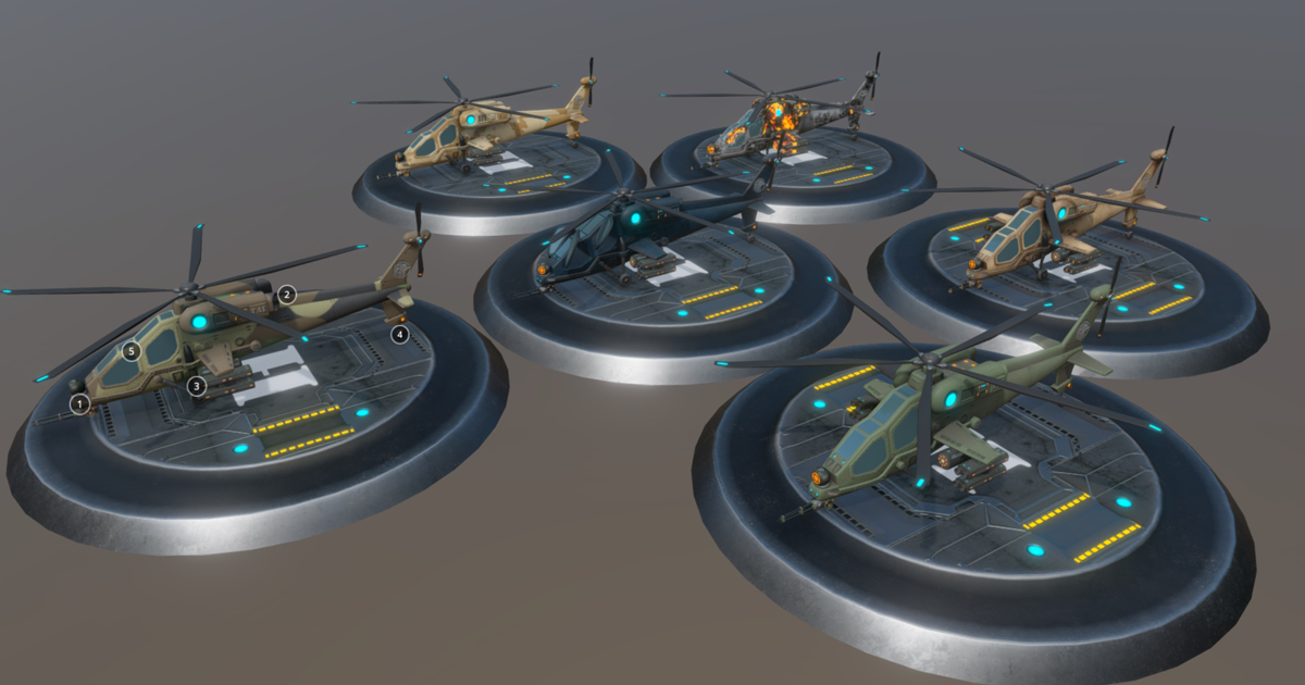 Low poly animated attack helicopter | 3D Air | Unity Asset Store