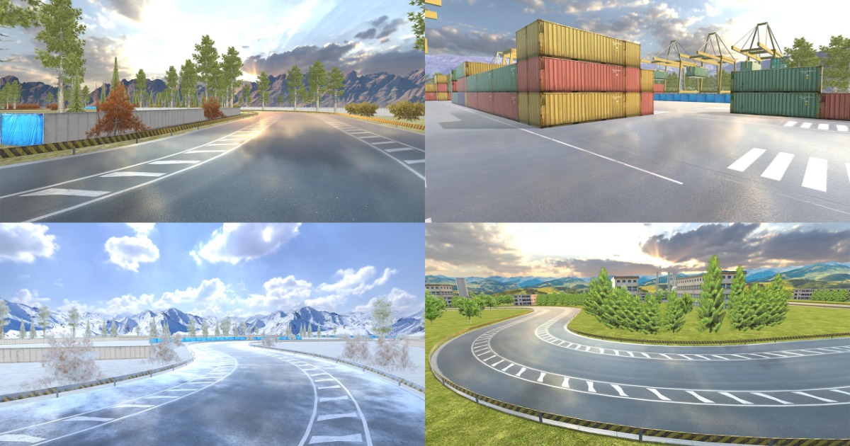 Racing Road Track Pack Modular Mobile Ready (4 Map) | 3D Roadways ...