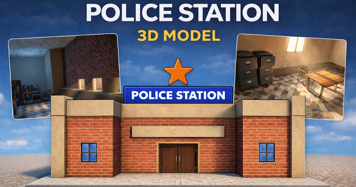 Police Station with Interior (Mobile Optimized + Baked Lighting) | 3D ...