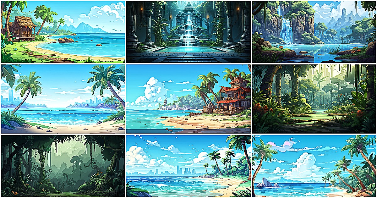 BACKGROUND - Pixel Tropical 1 | 2D Environments | Unity Asset Store