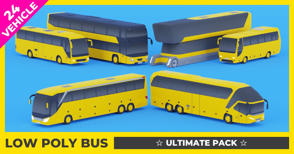 Low Poly Bus - Ultimate Pack | 3D Land | Unity Asset Store