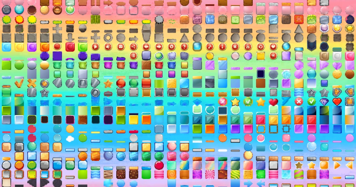 590 Pixelated Cartoon Button | 2D GUI | Unity Asset Store