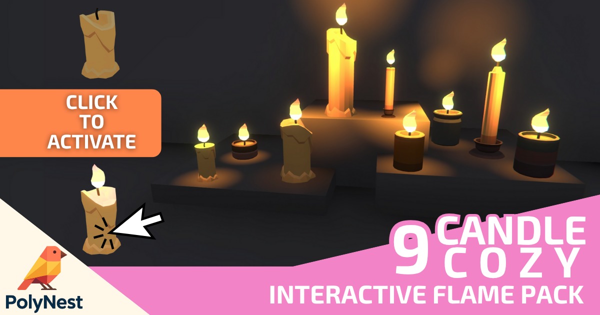 Low Poly Interactive Candle Pack (9 Models) - Cozy Animated Flame Props ...