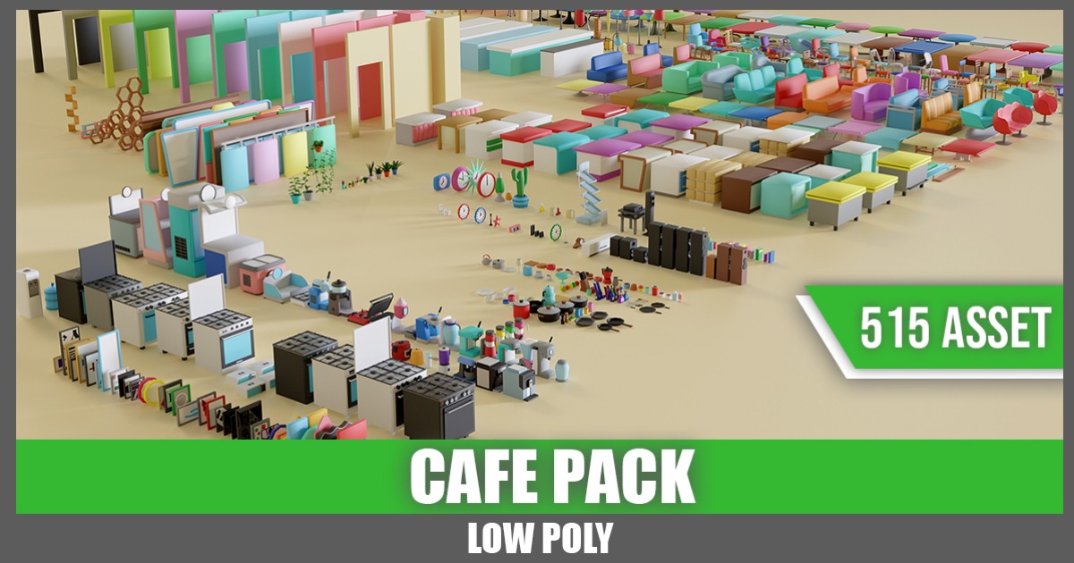 Cafe Pack - Low Poly | 3D Interior | Unity Asset Store