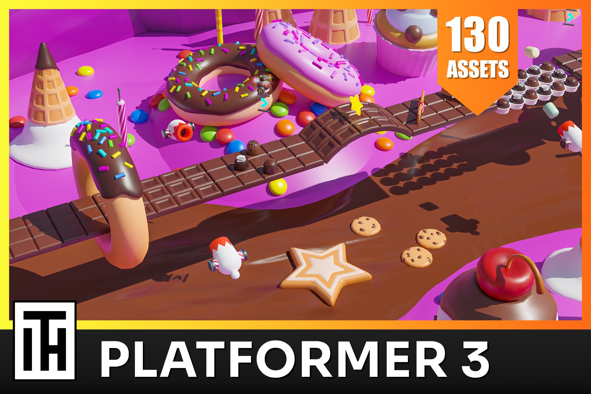 Platformer 3 Chocolate - Low Poly 3D Models Pack | 3D Environments | Unity Asset Store