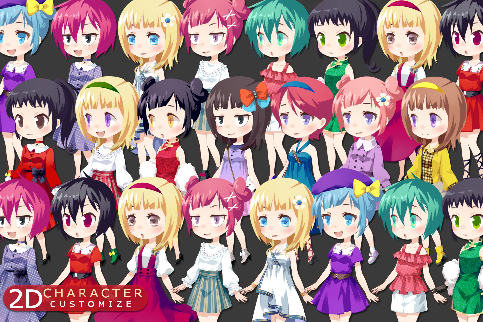 Customize Girl_ Type 1_N2 | 2D Characters | Unity Asset Store