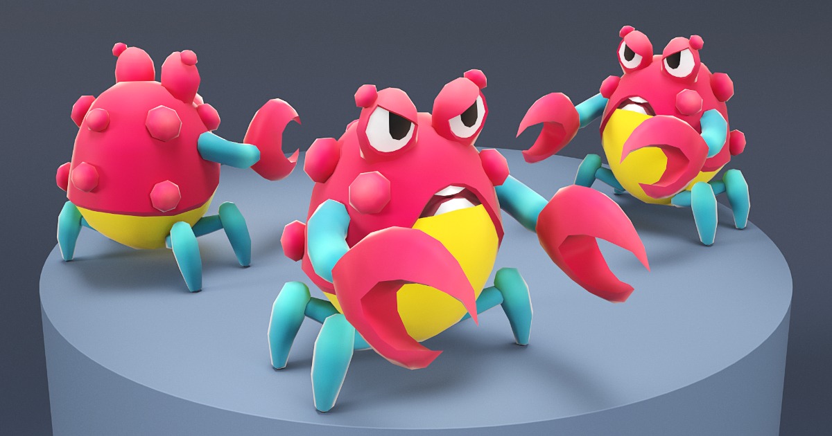 Cartoon Characters - Medium Mad Crab Warrior | 3D Creatures | Unity ...