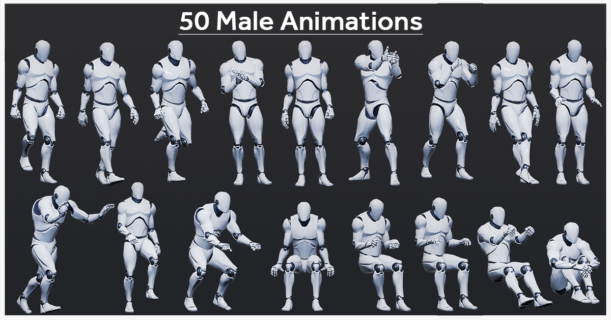 50 Male Animations | 3D Animations | Unity Asset Store