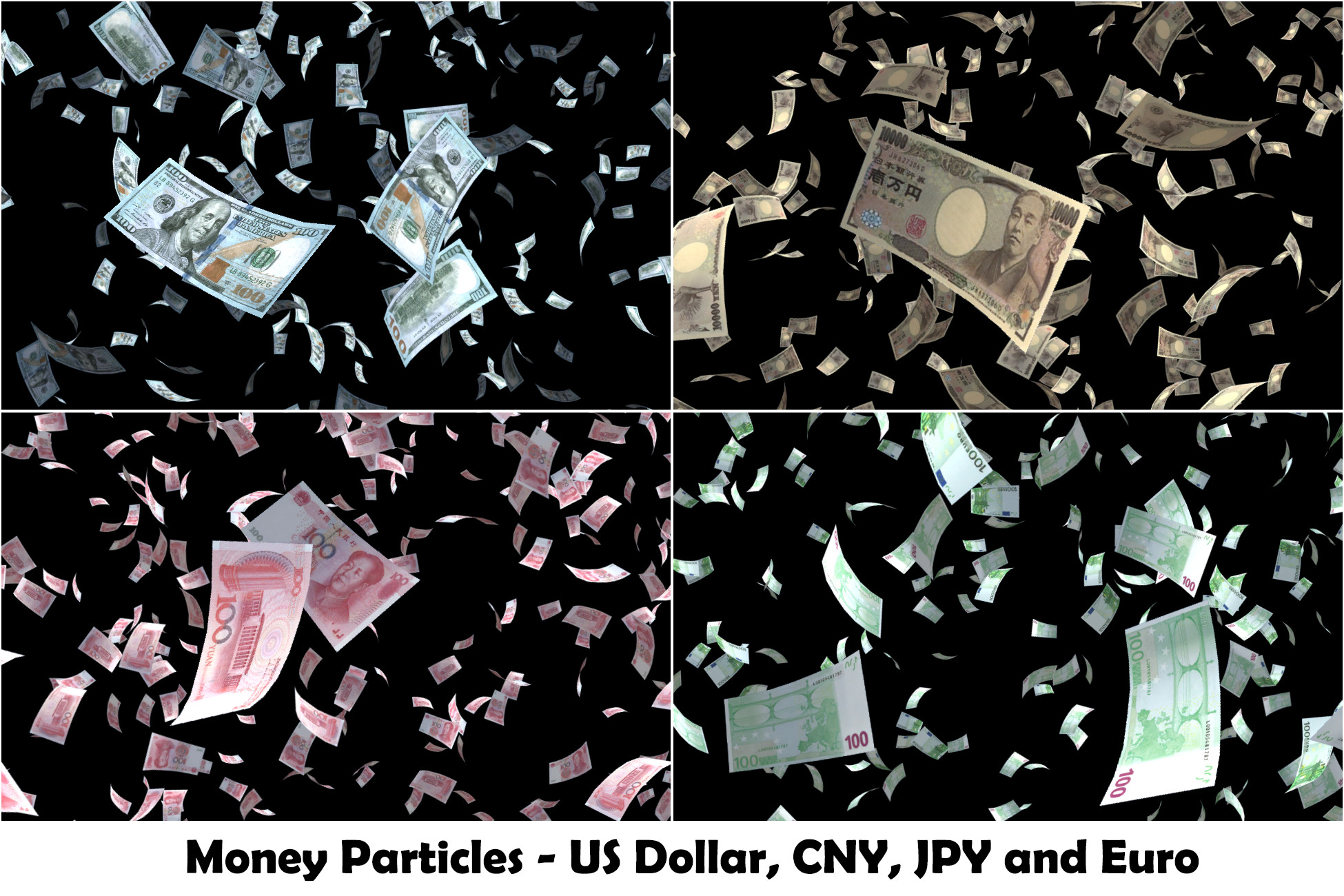 Money Particles - US Dollar, CNY, JPY and Euro | VFX Particles | Unity ...