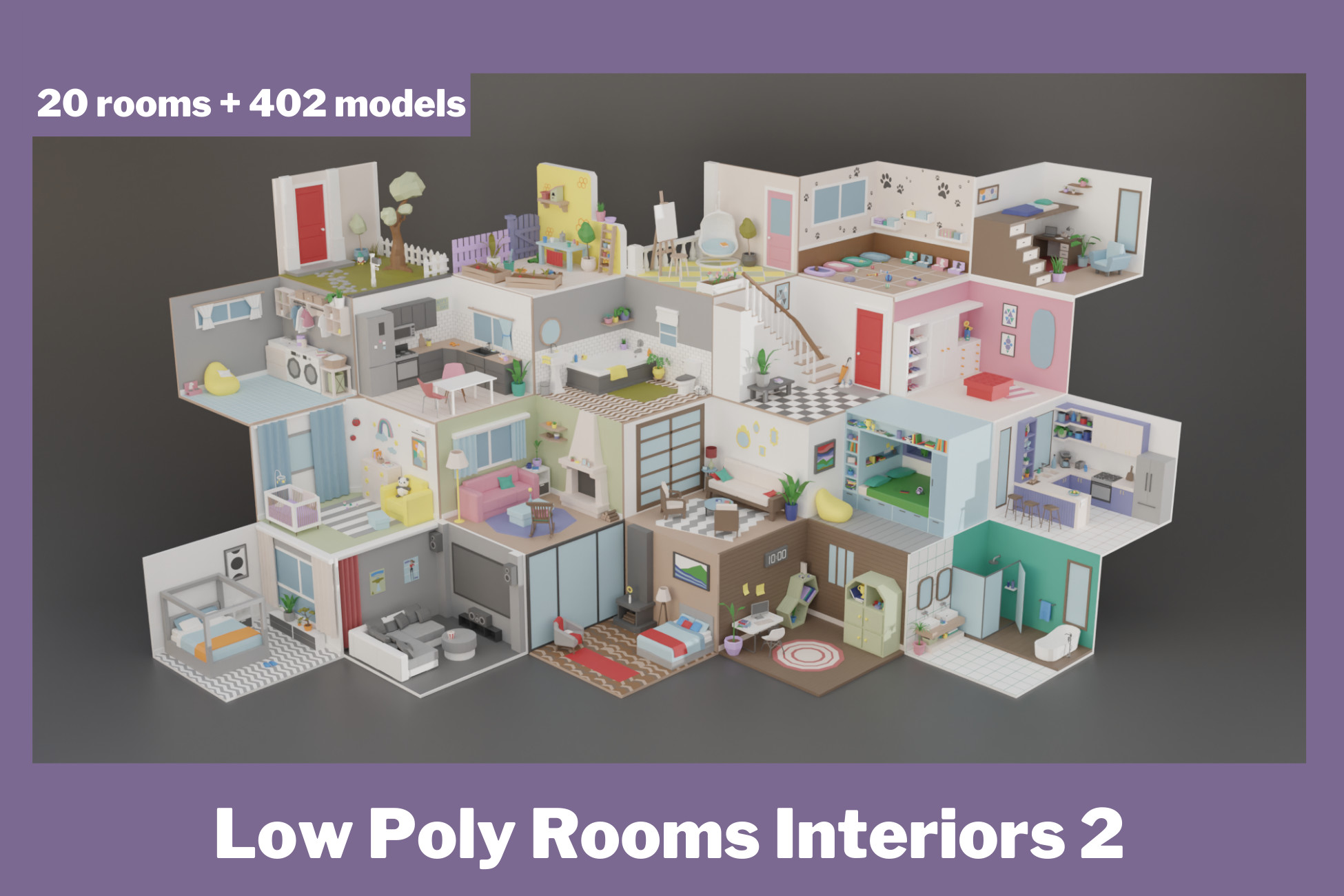 Low Poly Rooms Interiors 2 | 3D Environments | Unity Asset Store