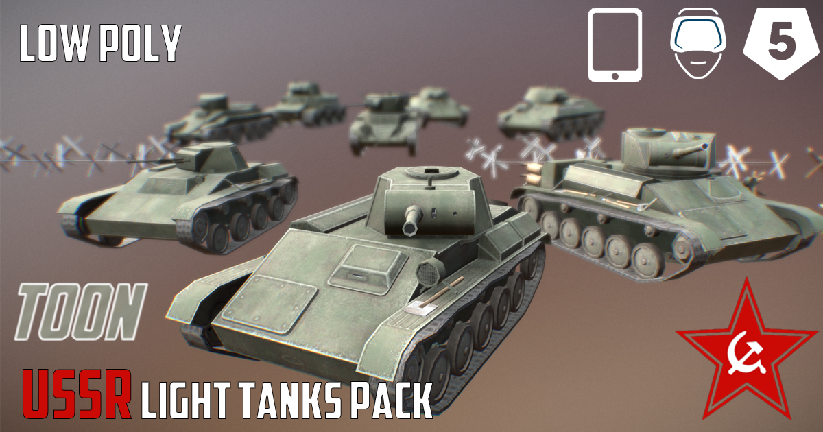 USSR Toon Light Tanks | 3D Land | Unity Asset Store
