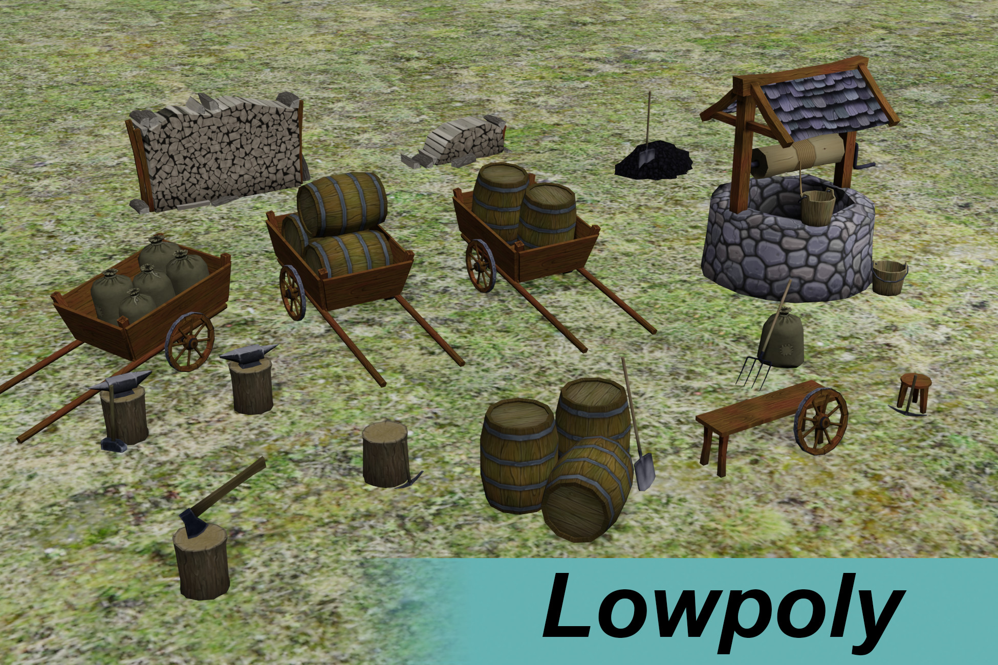 Medieval Outdoor Lowpoly Props | 3D Fantasy | Unity Asset Store
